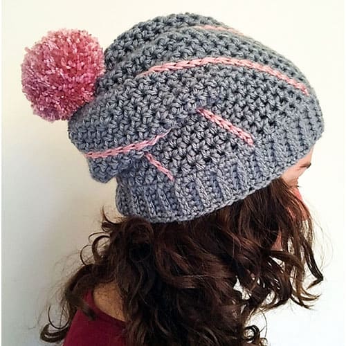 Free diagonal slouchy hat crochet pattern