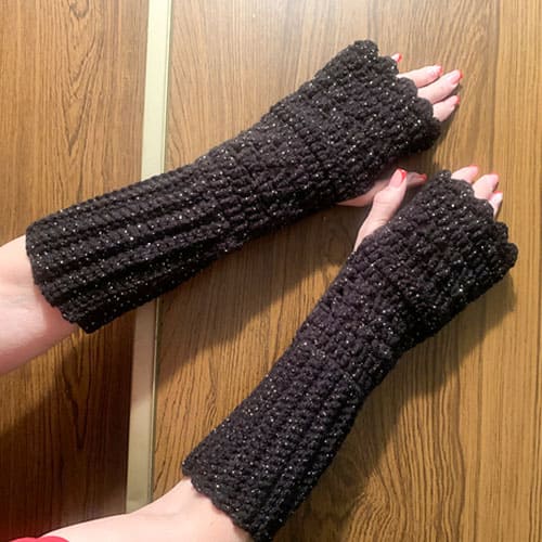 Ribbed cuff winter crochet fingerless mittens free pattern