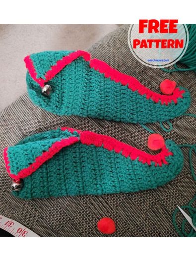 Crochet elf slippers free pattern