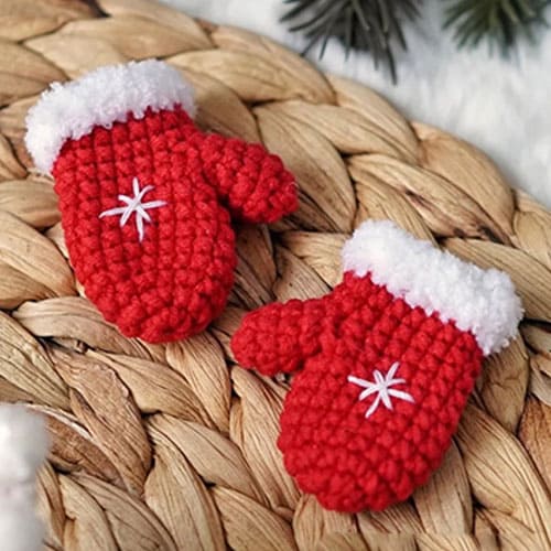 Free Crochet Mitten Christmas Ornaments Pattern