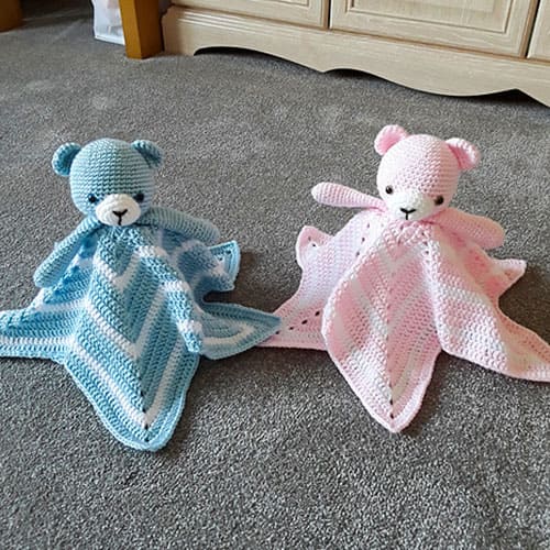 Free crochet teddy bear lovey security blanket pattern