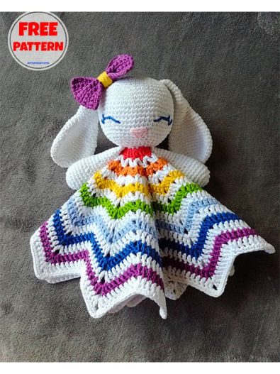 Free crochet bunny lovey snuggler blanket pattern